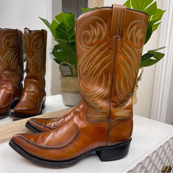 Dan Post | Shoes | Vintage Dan Post Mens Whip Stitch Leather Cowboy ...